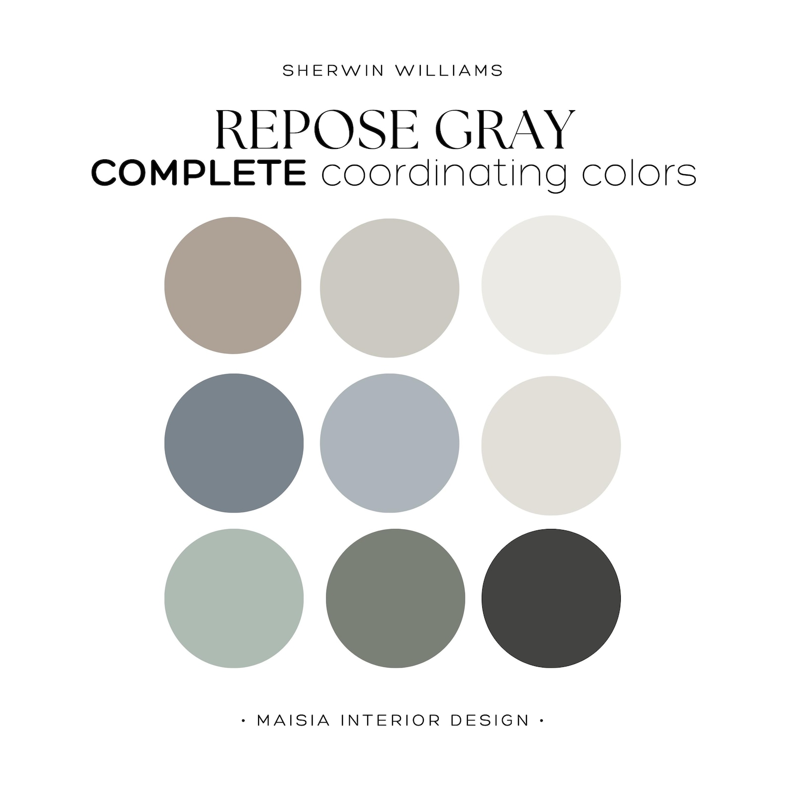 REPOSE GRAY Sherwin Williams Color Palette of the Year 2025 Whole House ...