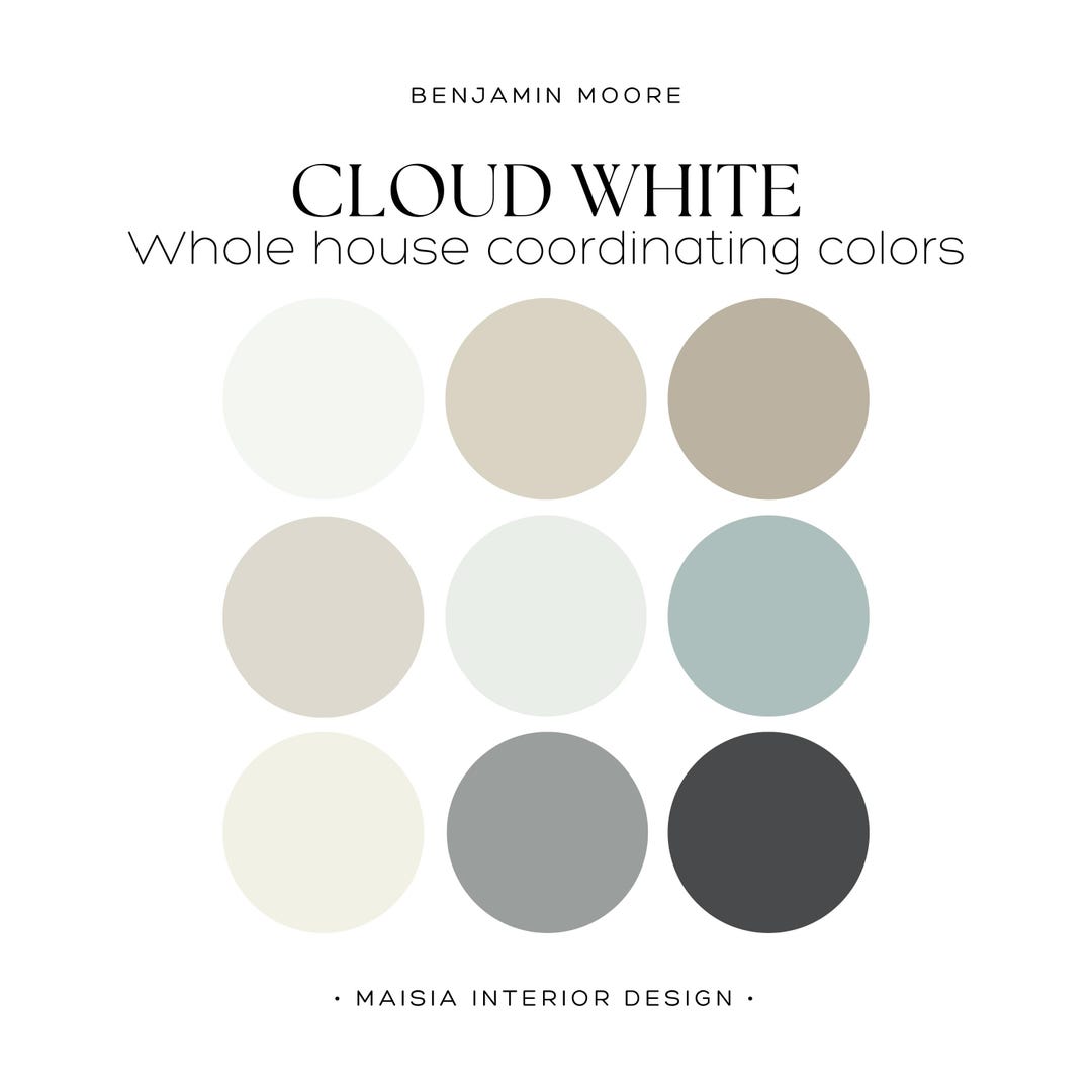 CLOUD WHITE Benjamin Moore Color Palette Paint Color Palette Timeless Color Scheme Whole House ...