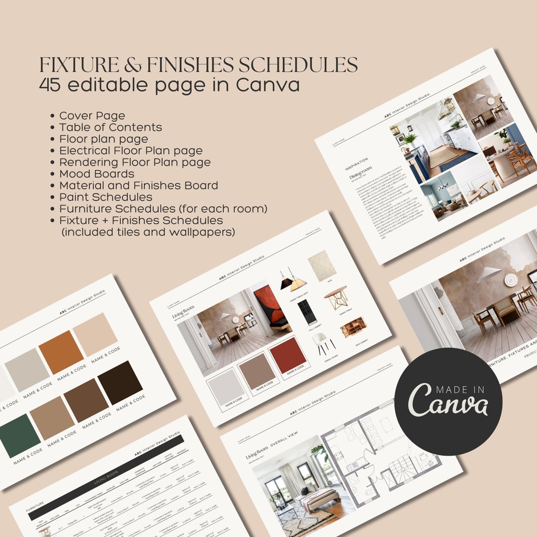 Interior Design Template Fixtures and Finishes Schedule Template Canva ...