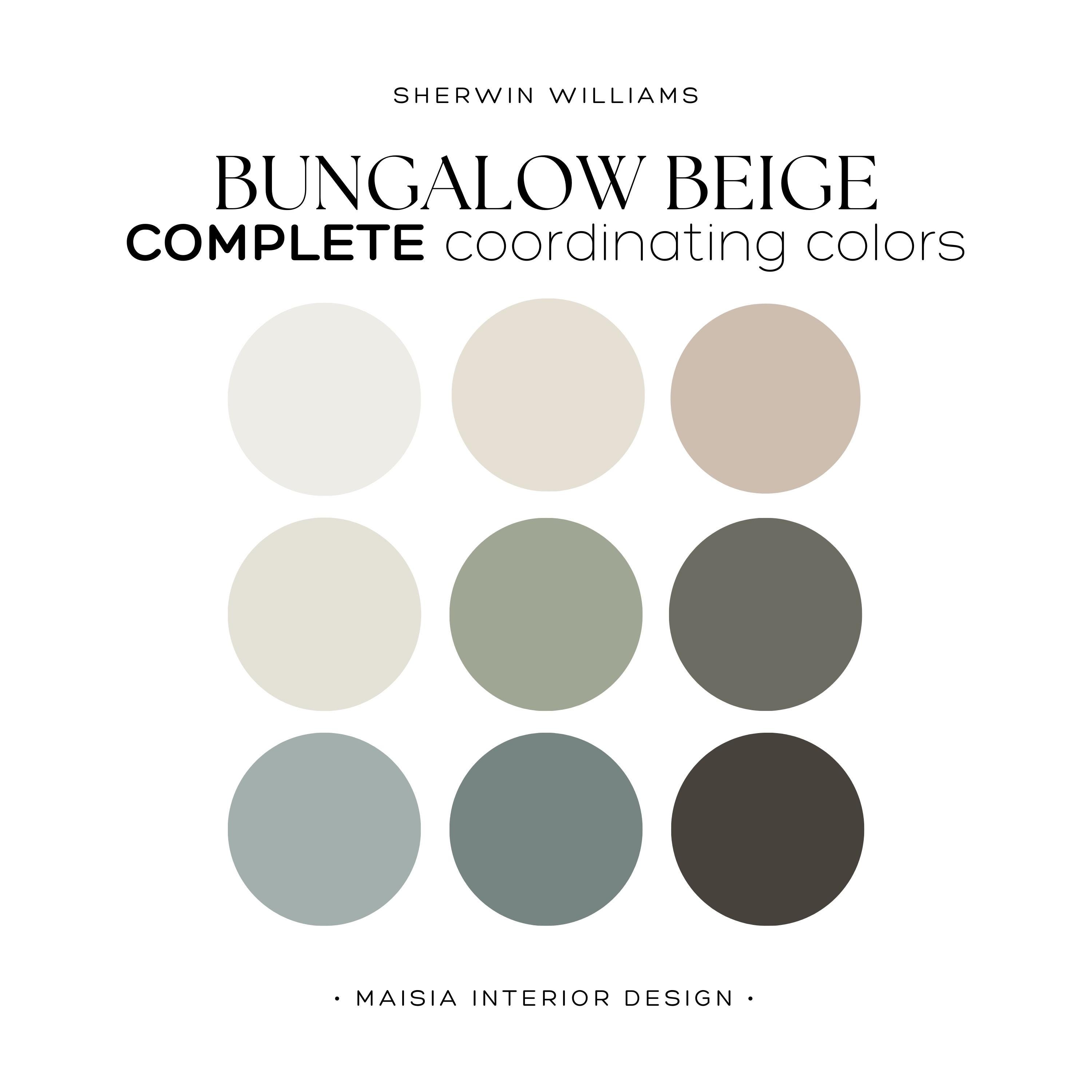 BUNGALOW BEIGE Sherwin Williams Color Palette Whole House Paint Palette ...