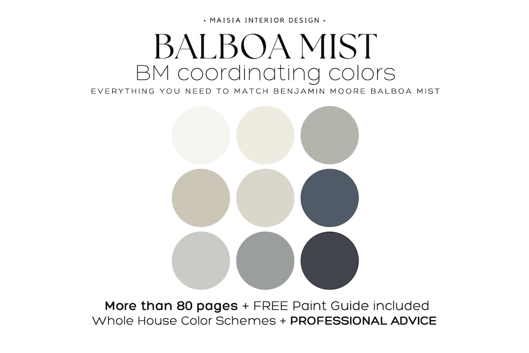 BALBOA MIST Benjamin Moore Color Palette Whole House Paint Palette ...