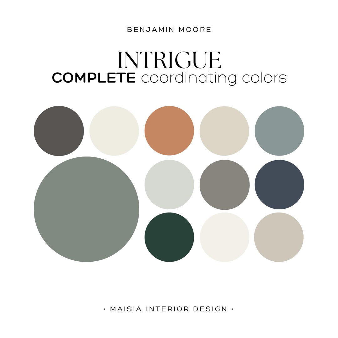 Whole House Paint Palette BENJAMIN MOORE Color Palette INTRIGUE ...