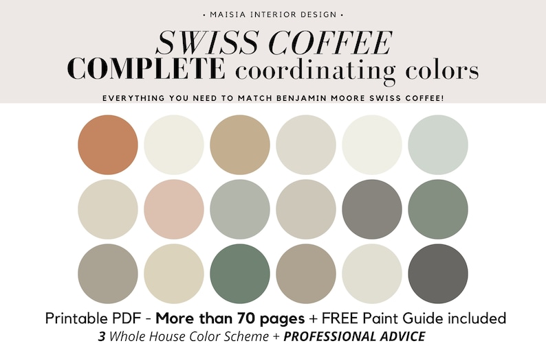 SWISS COFFEE Benjamin Moore Color Palette 2023 Interior Paint - Etsy