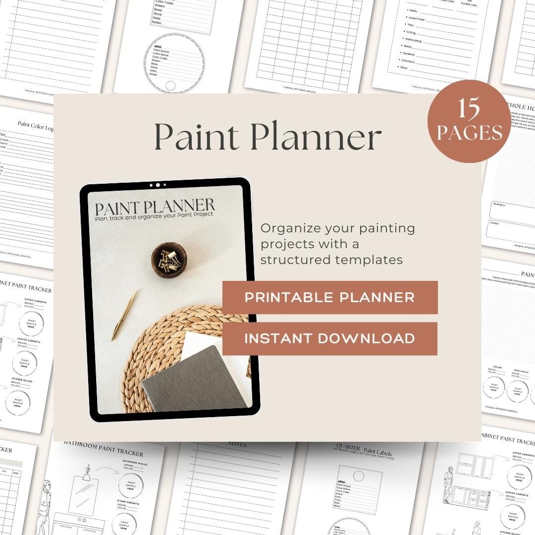 PAINT PLANNER Paint Tracker Printable Renovation Planner Paint Choice ...