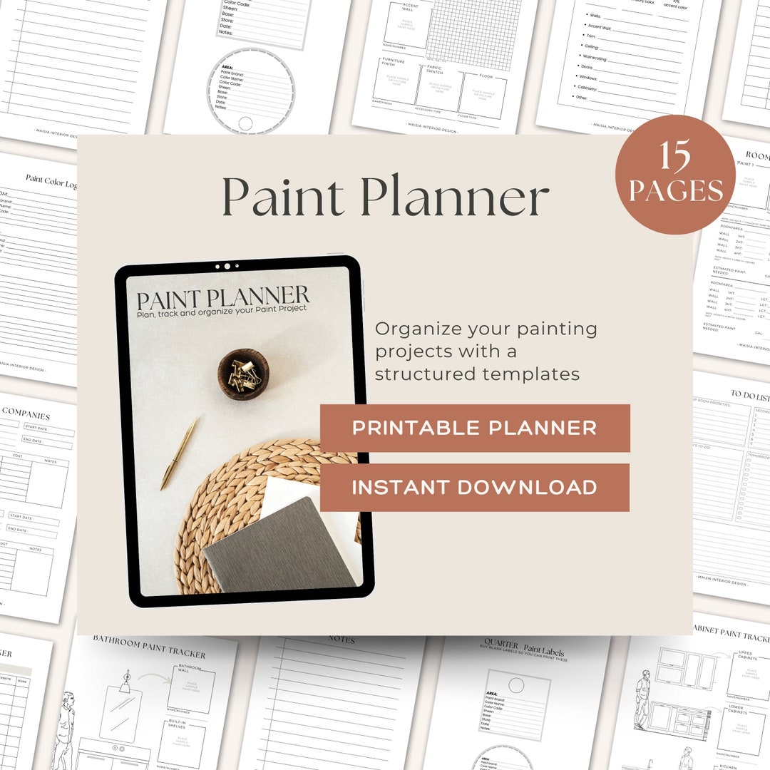 PRINTABLE PAINT PLANNER Paint Tracker Renovation Planner Paint Choice ...