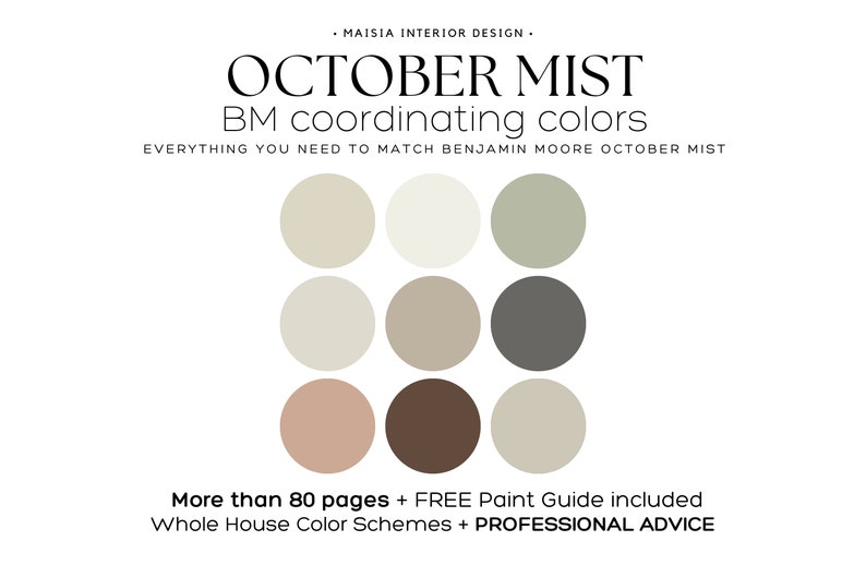 OCTOBER MIST Benjamin Moore Color Palette Coordinating Color Palette ...
