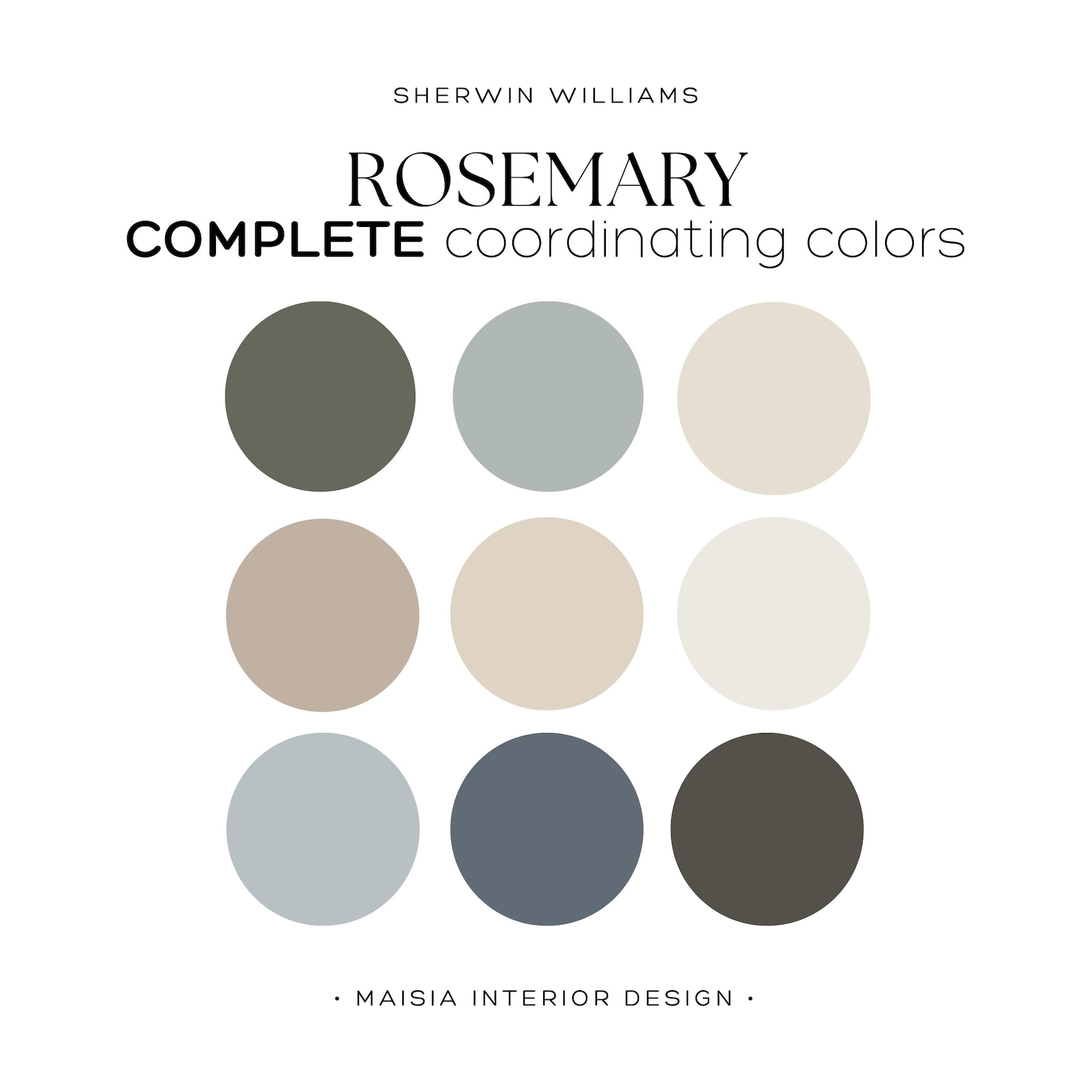 ROSEMARY Whole House Paint Palette Sherwin Williams Color Palette 2025 ...