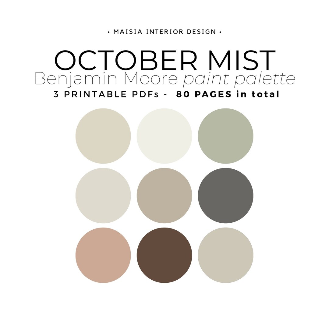 OCTOBER MIST Benjamin Moore Color Palette White Dove Color - Etsy