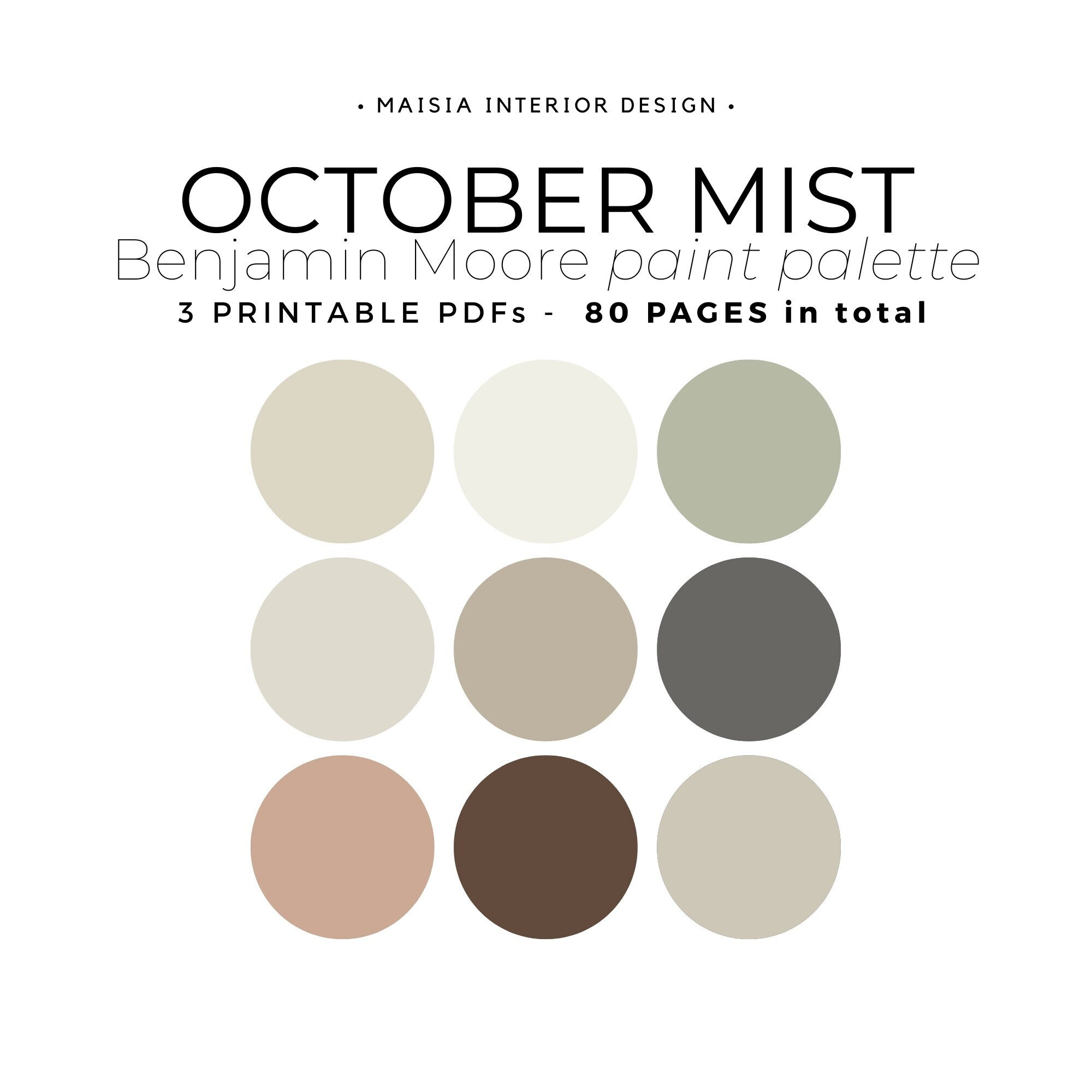 OCTOBER MIST Benjamin Moore Color Palette White Dove Color - Etsy