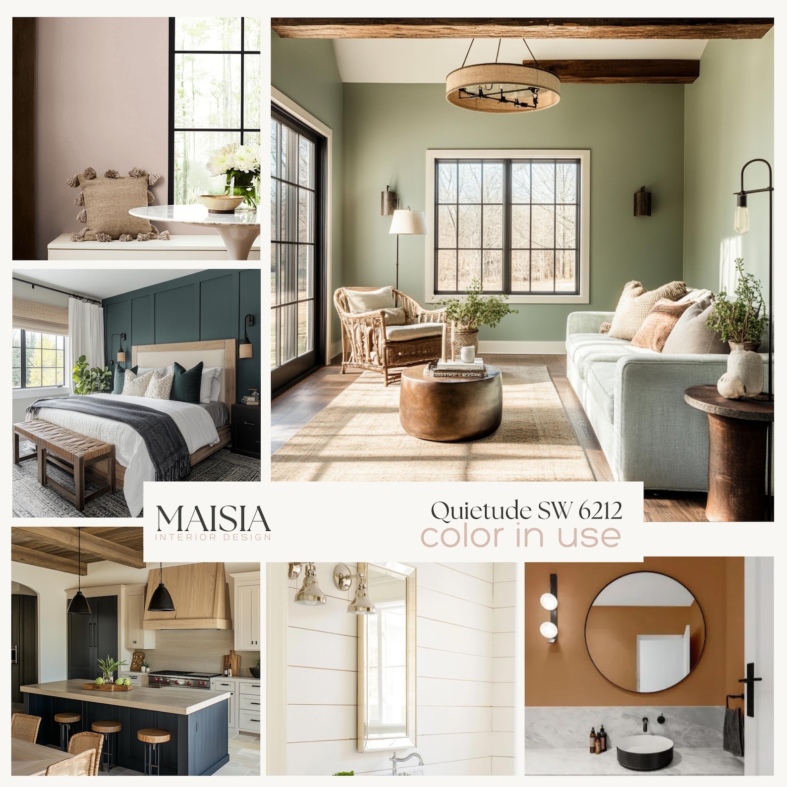 QUIETUDE Sherwin Williams Coordinated Color Palette for Interiors Calm ...