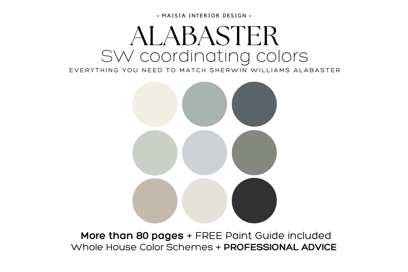 Sherwin Williams ALABASTER Paint Palette, Modern Farmhouse Paint Color ...