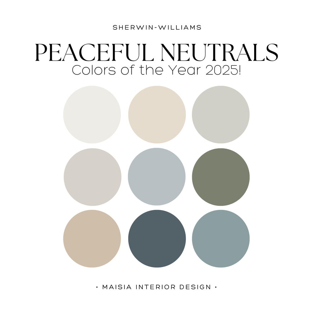 Sherwin Williams Color Palette of the Year 2025 Peaceful Neutral Color ...