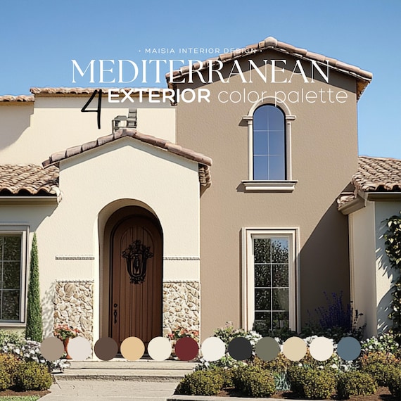 MEDITERRANEAN EXTERIOR Sherwin Williams Color Palette Spanish Revival Exterior Paint Color Spanish Colonial Homes Exterior Color Scheme Etsy