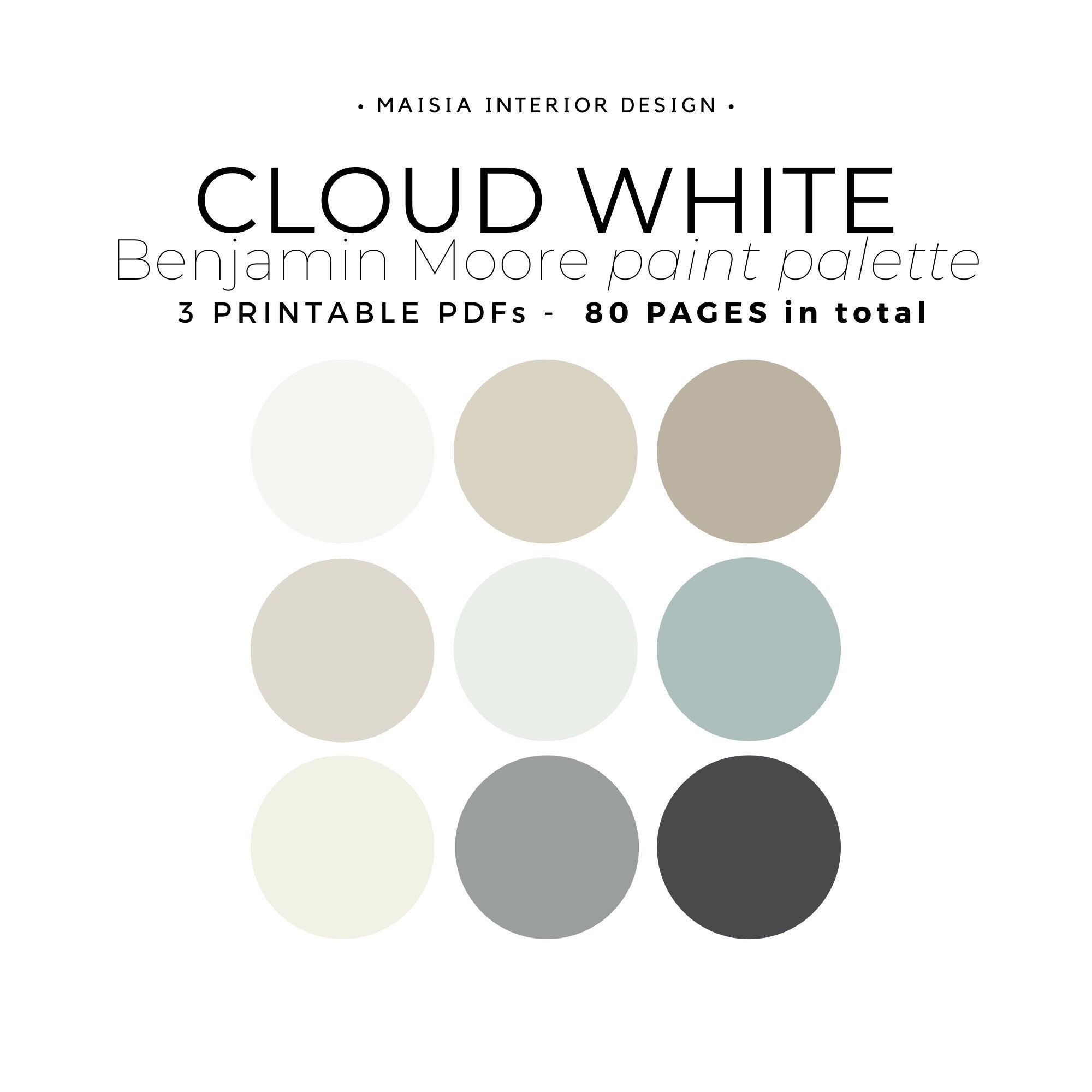 CLOUD WHITE Benjamin Moore Color Palette Interior Paint Color - Etsy Canada