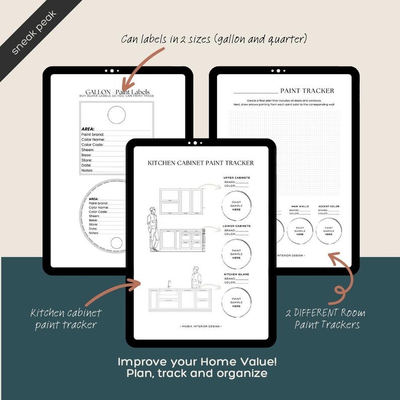 PAINT PLANNER Paint Tracker Printable Renovation Planner Paint Choice ...