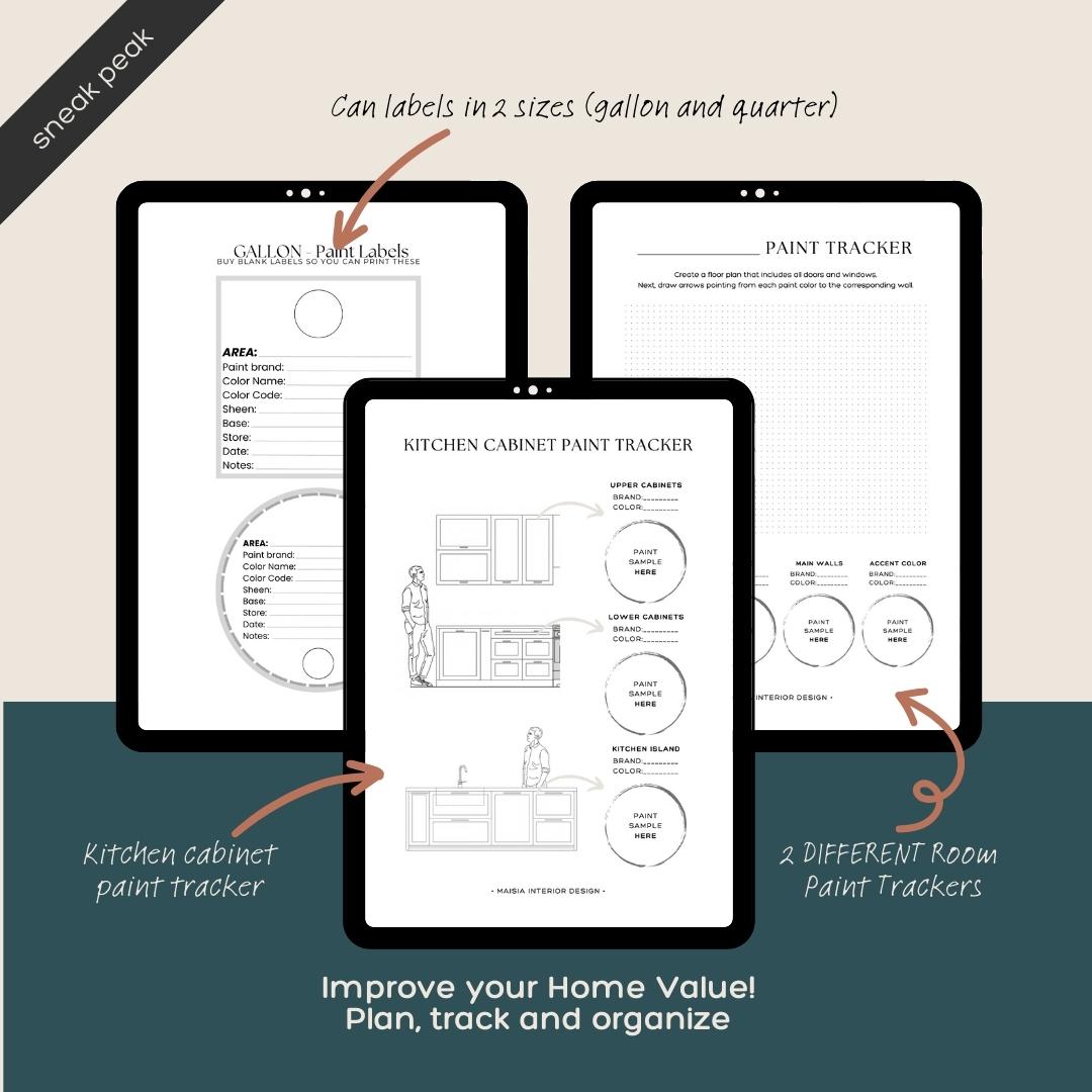PAINT PLANNER Paint Tracker Printable Renovation Planner Paint Choice ...