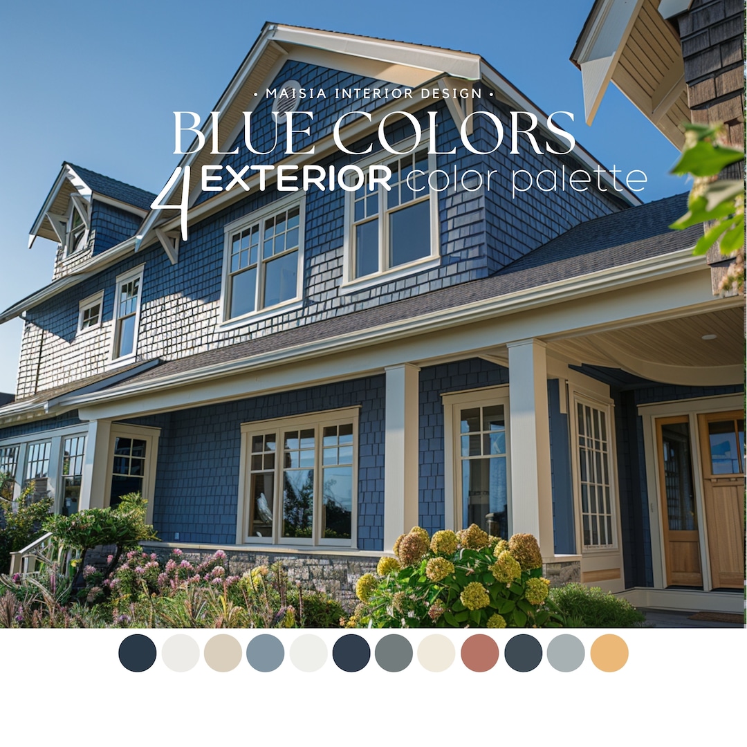 Blue EXTERIOR House Paint Color Combination Navy Coordinating Color for ...