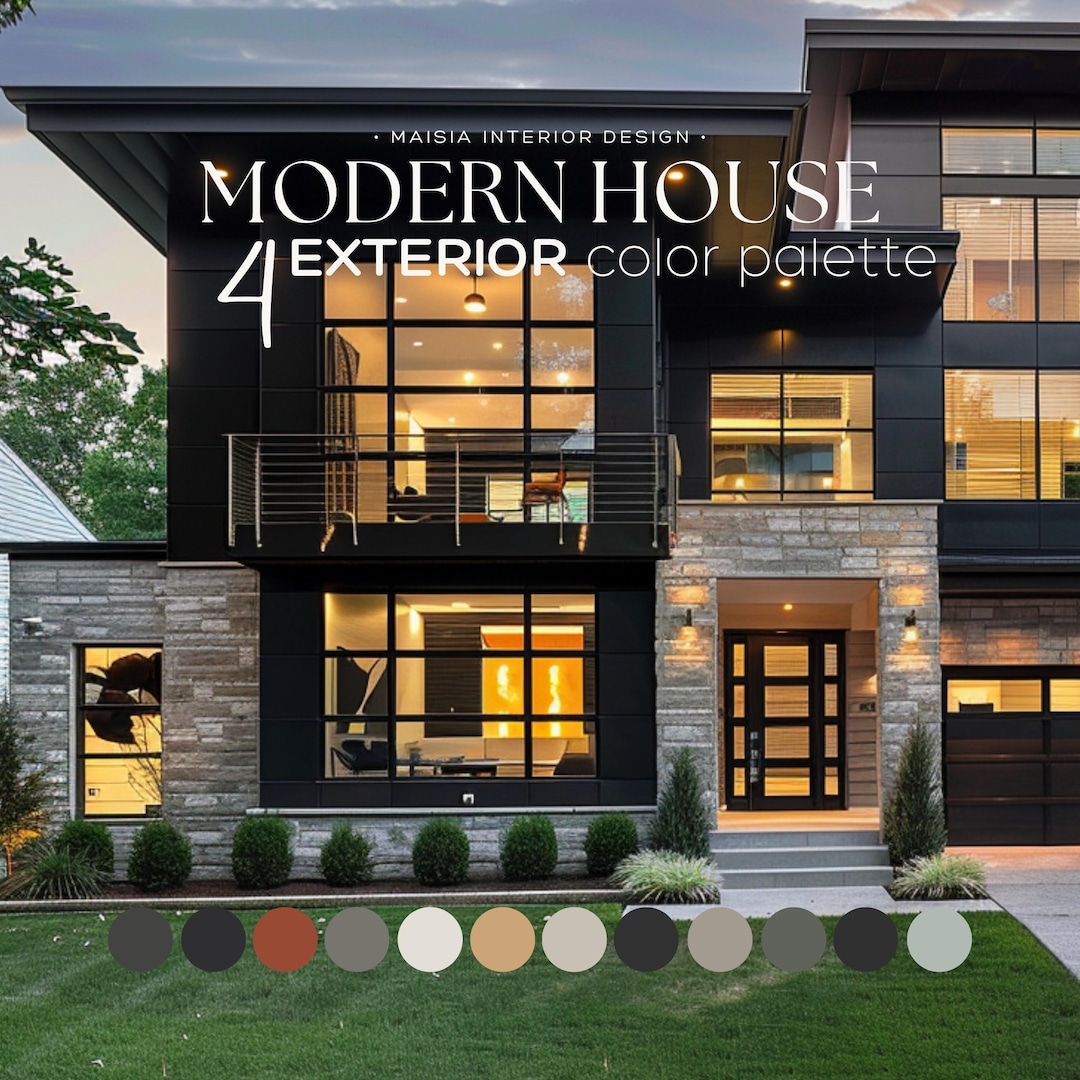 MODERN HOUSE EXTERIOR Color Palette Sherwin Williams Color Scheme Black ...