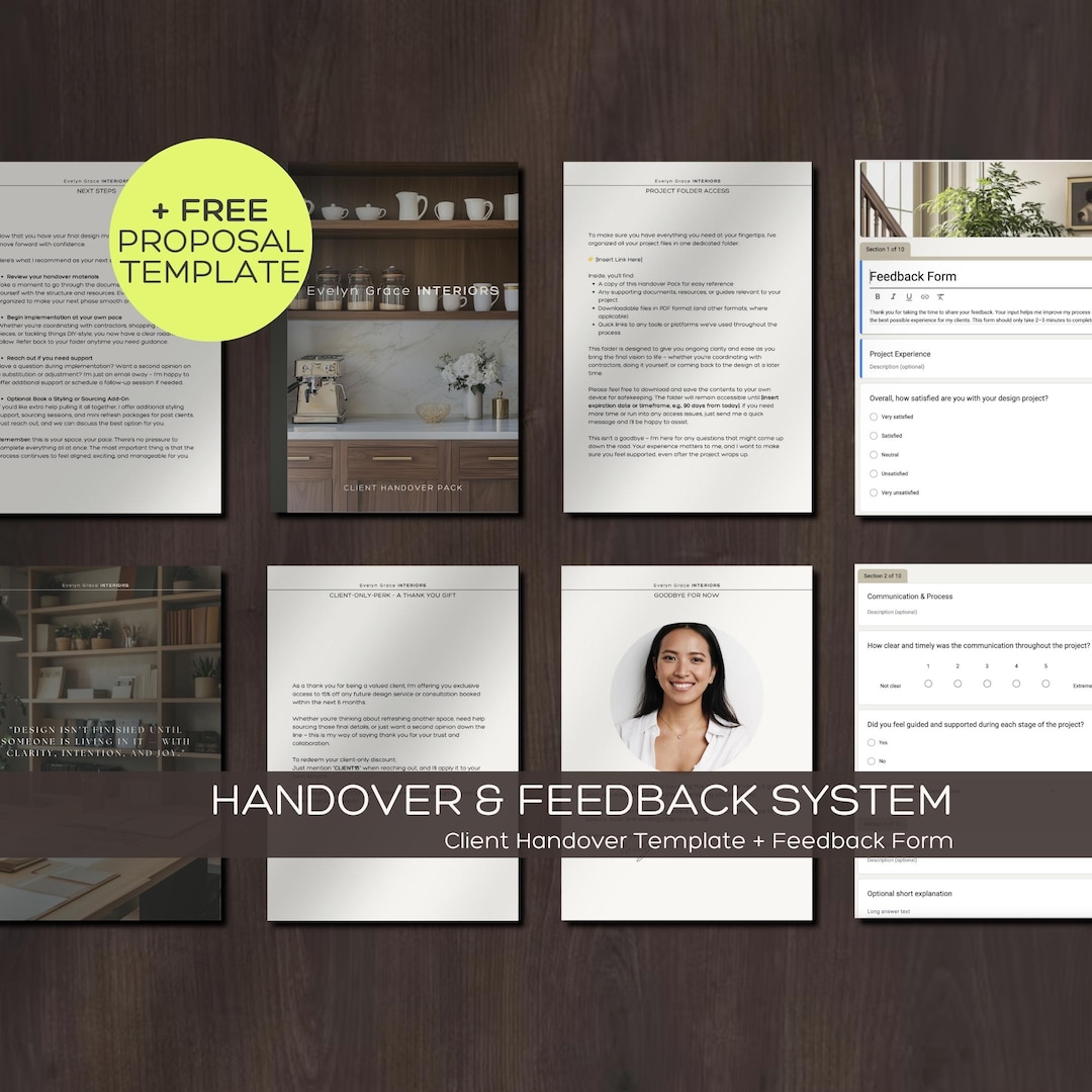 Interior Design Client Handover Pack: Canva Goodbye Packet & Feedback ...