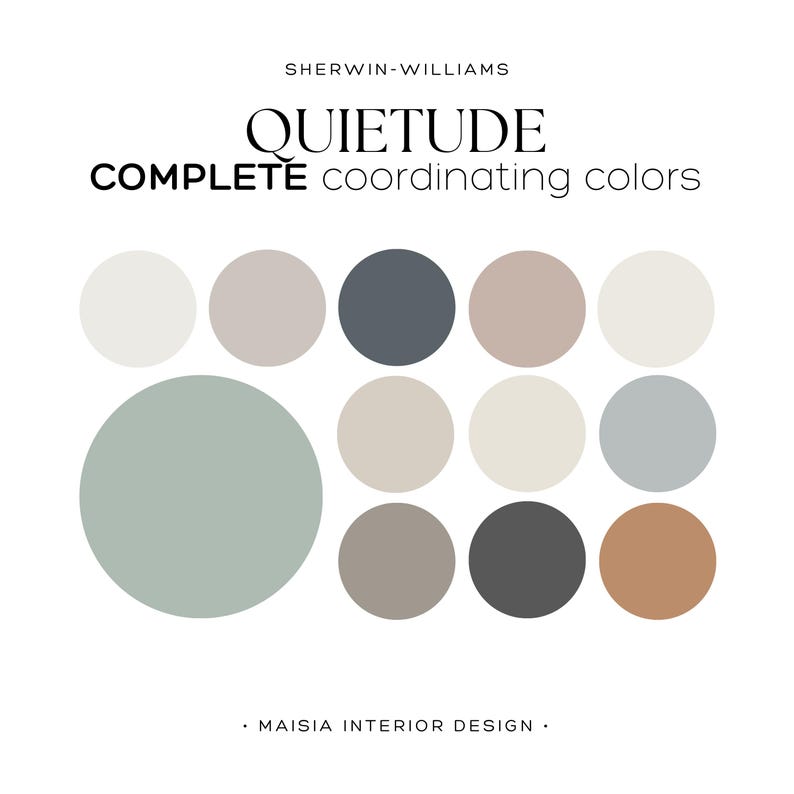 QUIETUDE Sherwin Williams Coordinated Color Palette for Interiors Calm ...