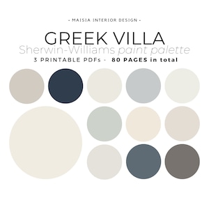 GREEK VILLA Paint Color Palette Sherwin Williams TRANSITIONAL - Etsy