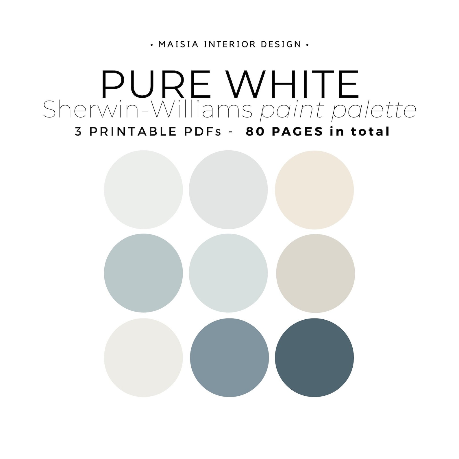 PURE WHITE Sherwin Williams Color Palette Coastal Beach - Etsy