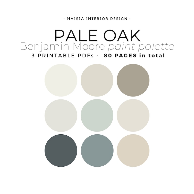 PALE OAK Benjamin Moore Color Palette Pale Oak Color Palette - Etsy PALE OAK Benjamin Moore Color Palette Pale Oak Color Palette - Etsy