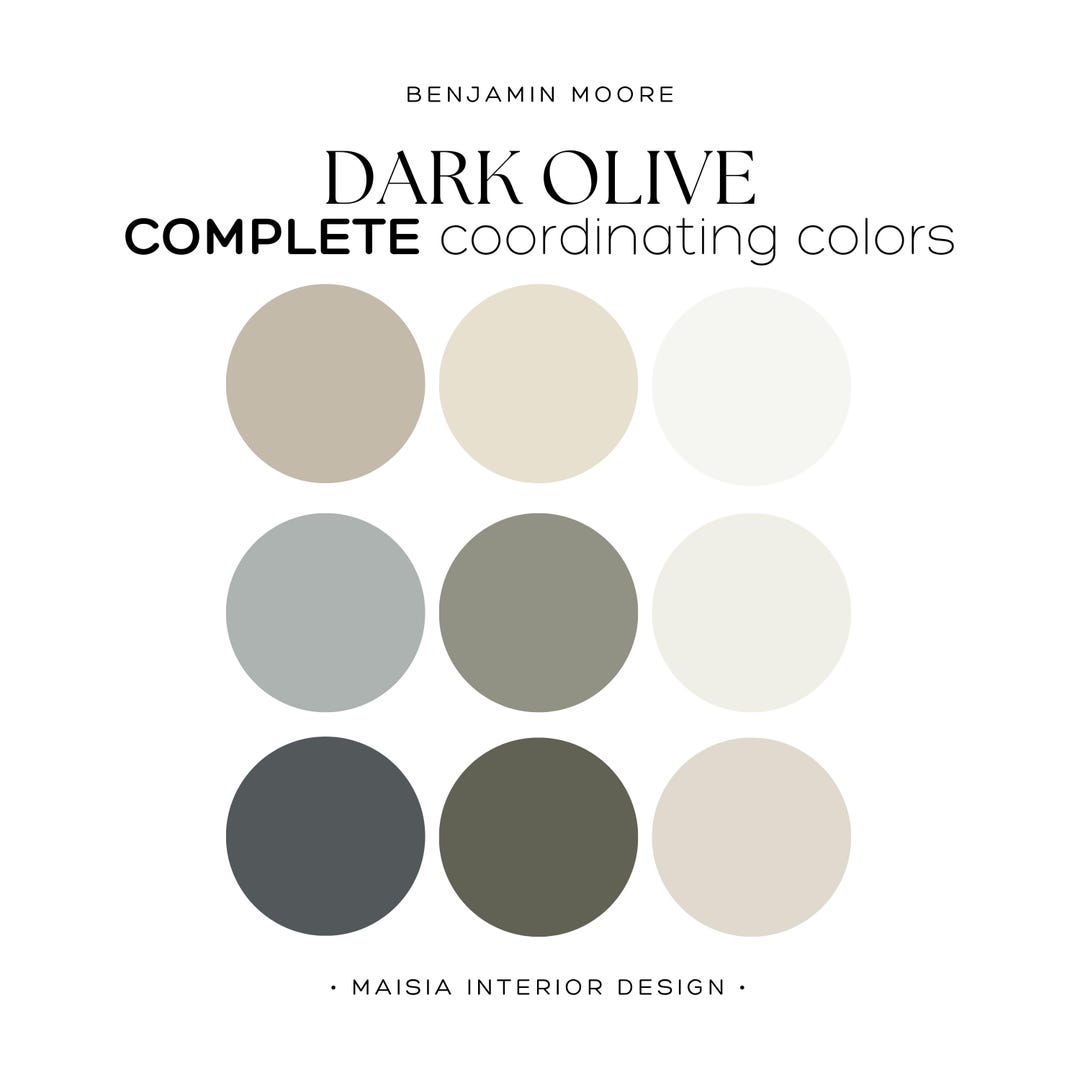 DARK OLIVE Benjamin Moore Color Palette Whole House Paint Palette Best ...