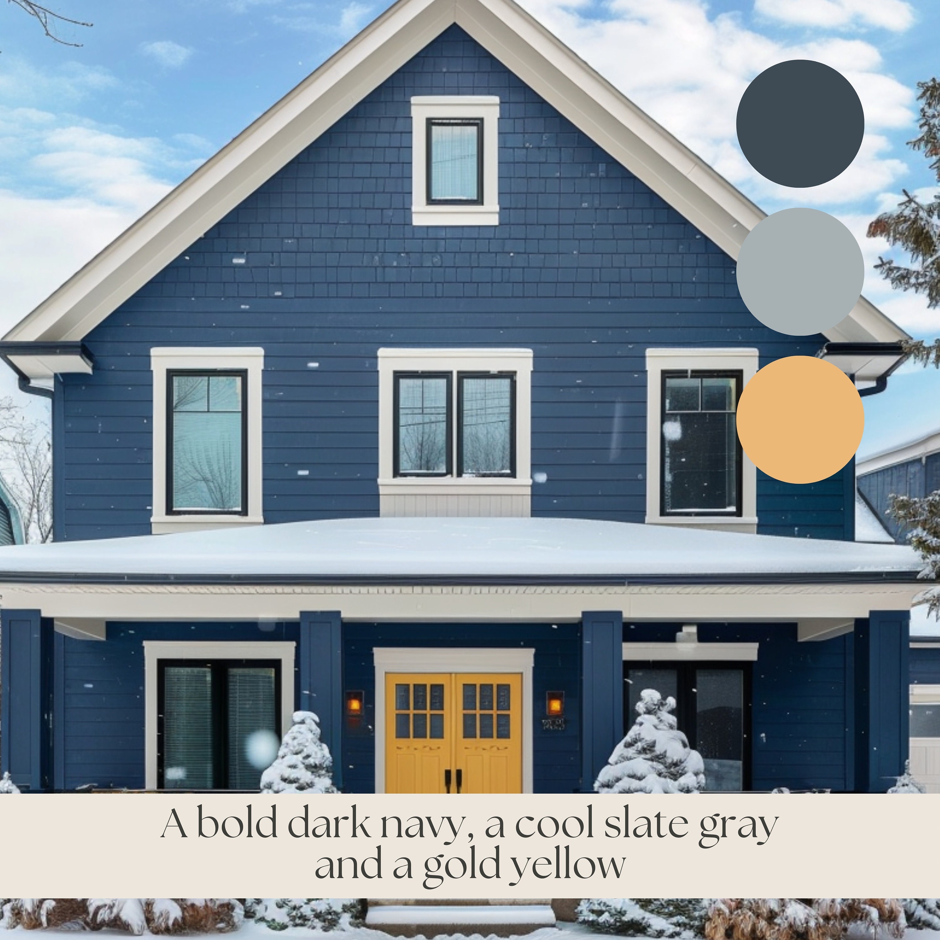 Blue EXTERIOR House Paint Color Combination Navy Coordinating Color for ...