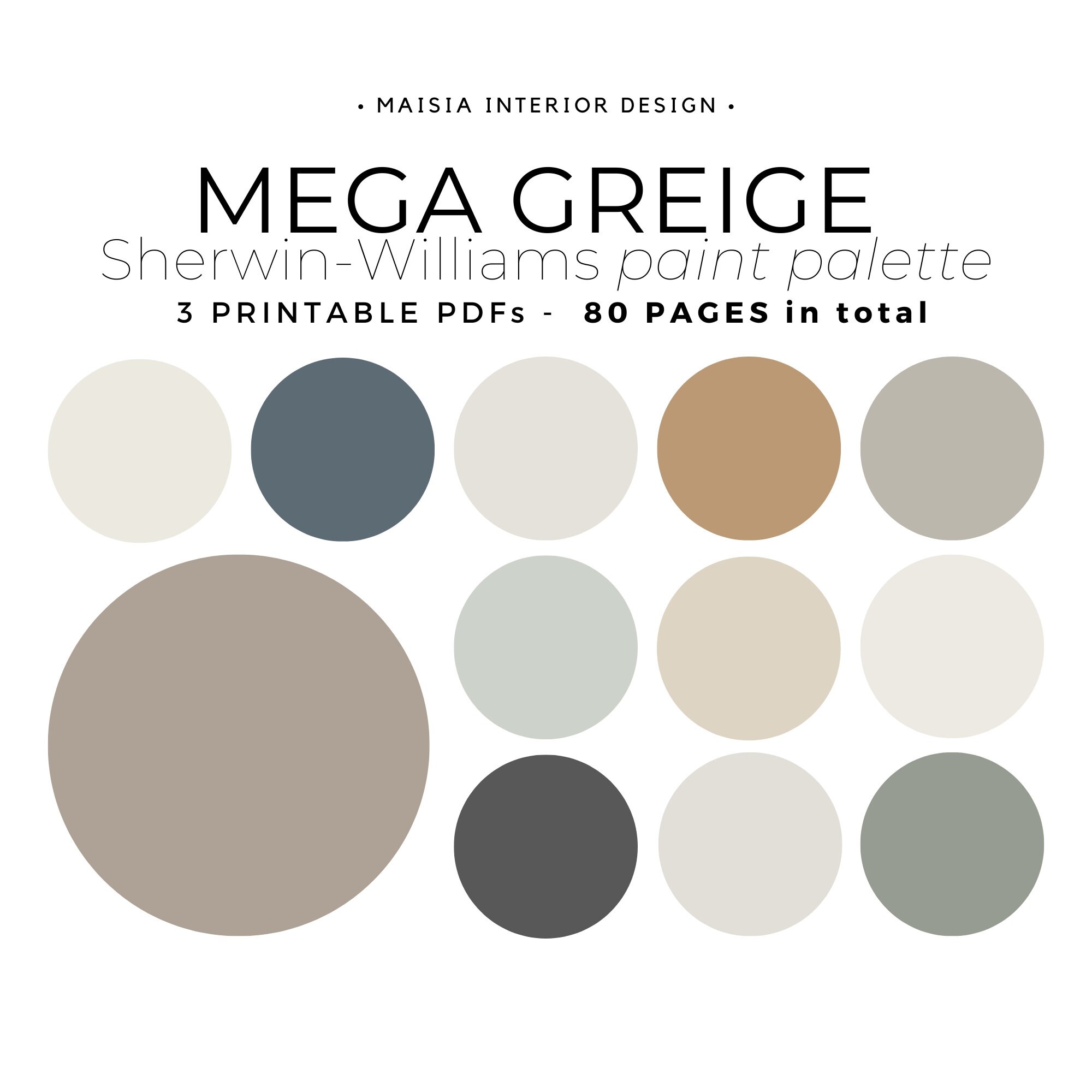 Paleta de colores MEGA GREIGE paleta de colores Sherwin - Etsy México