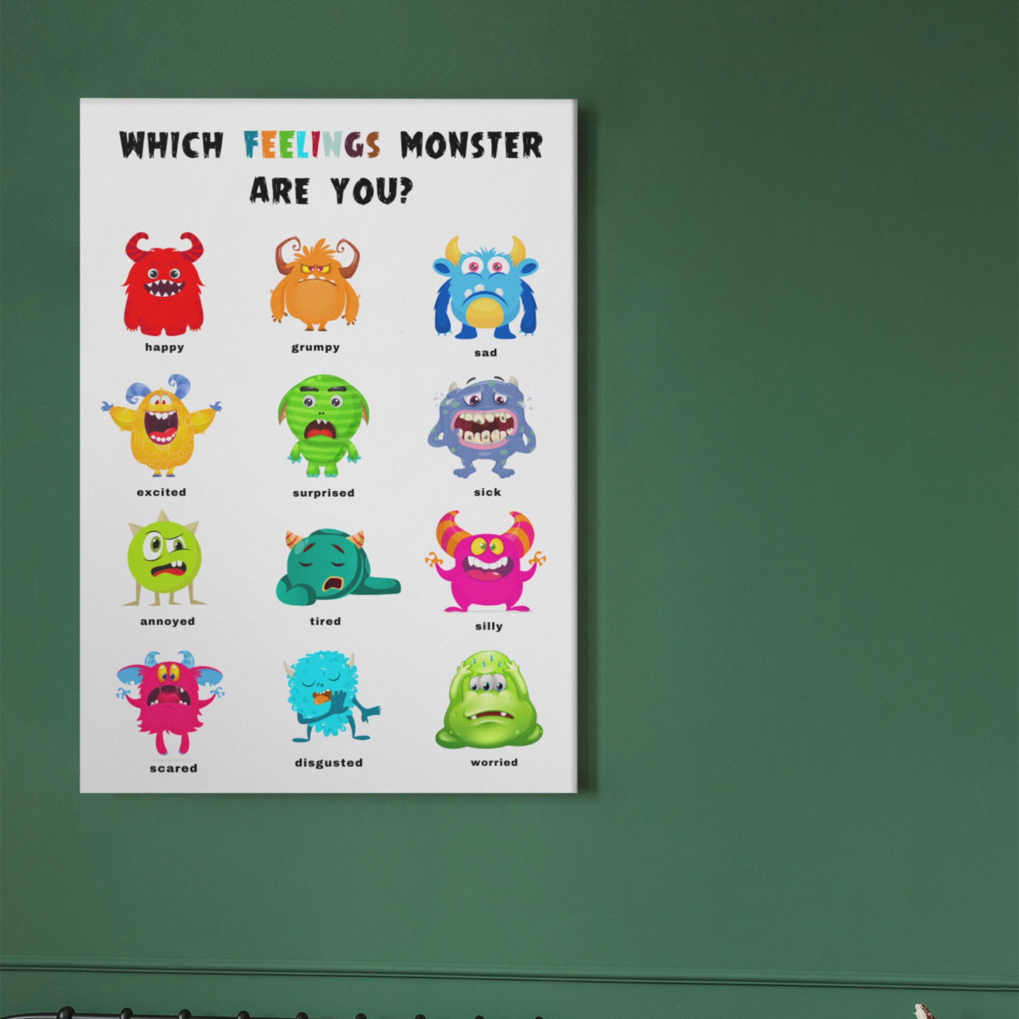 Feelings Poster, Monster Feelings, Printable Wall Art ASD Feelings ...