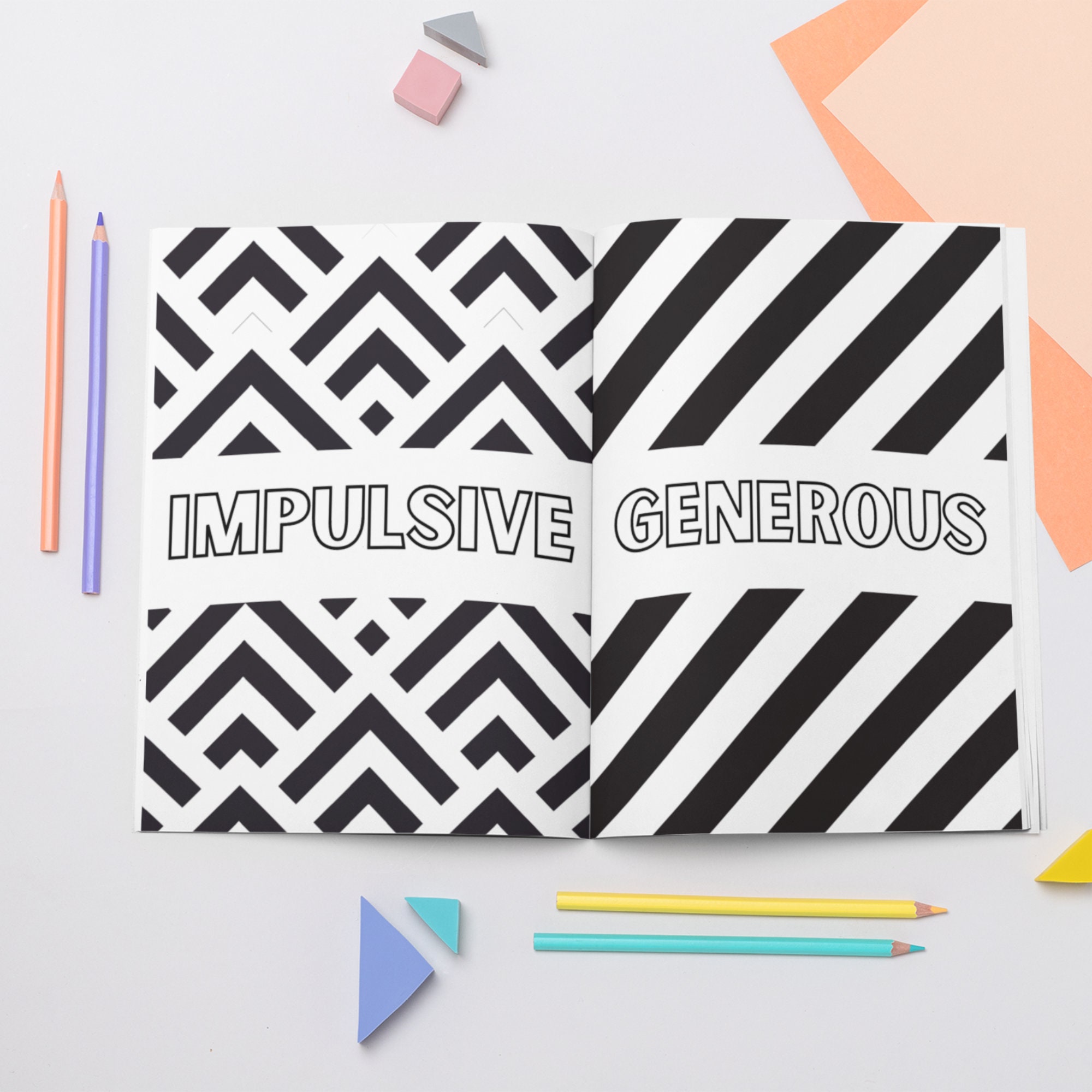 ADHD Colouring Pages Geometric Simple to Colour ADHD Words Anxiety ...