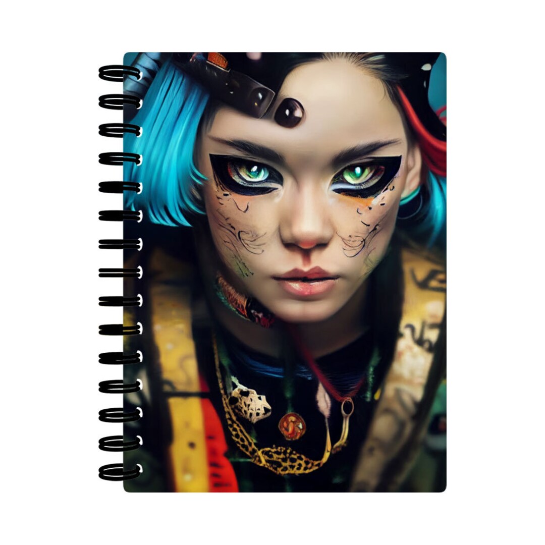 Anime Girl Spiral Notebook Cute Face Notebook Cat Face - Etsy