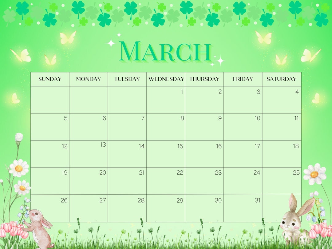March 2023 Calendar | Lucky March | Instant Download | Printable - Etsy