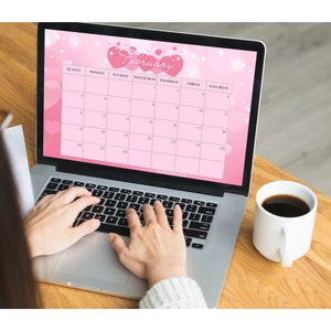 February 2023 Calendar | Pink Hearts | Instant Download | Printable - Etsy
