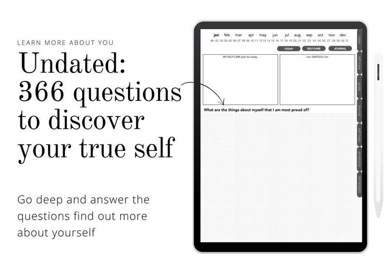 Undated Digital Planner: Self Care and Productivity | Self-help Journal ...