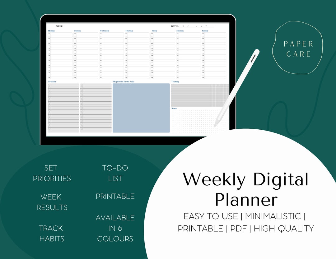 Weekly Digital Planner Printable Digital Planner Weekly Printable ...