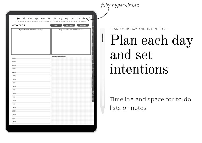 Undated Digital Planner: Self Care and Productivity | Self-help Journal ...
