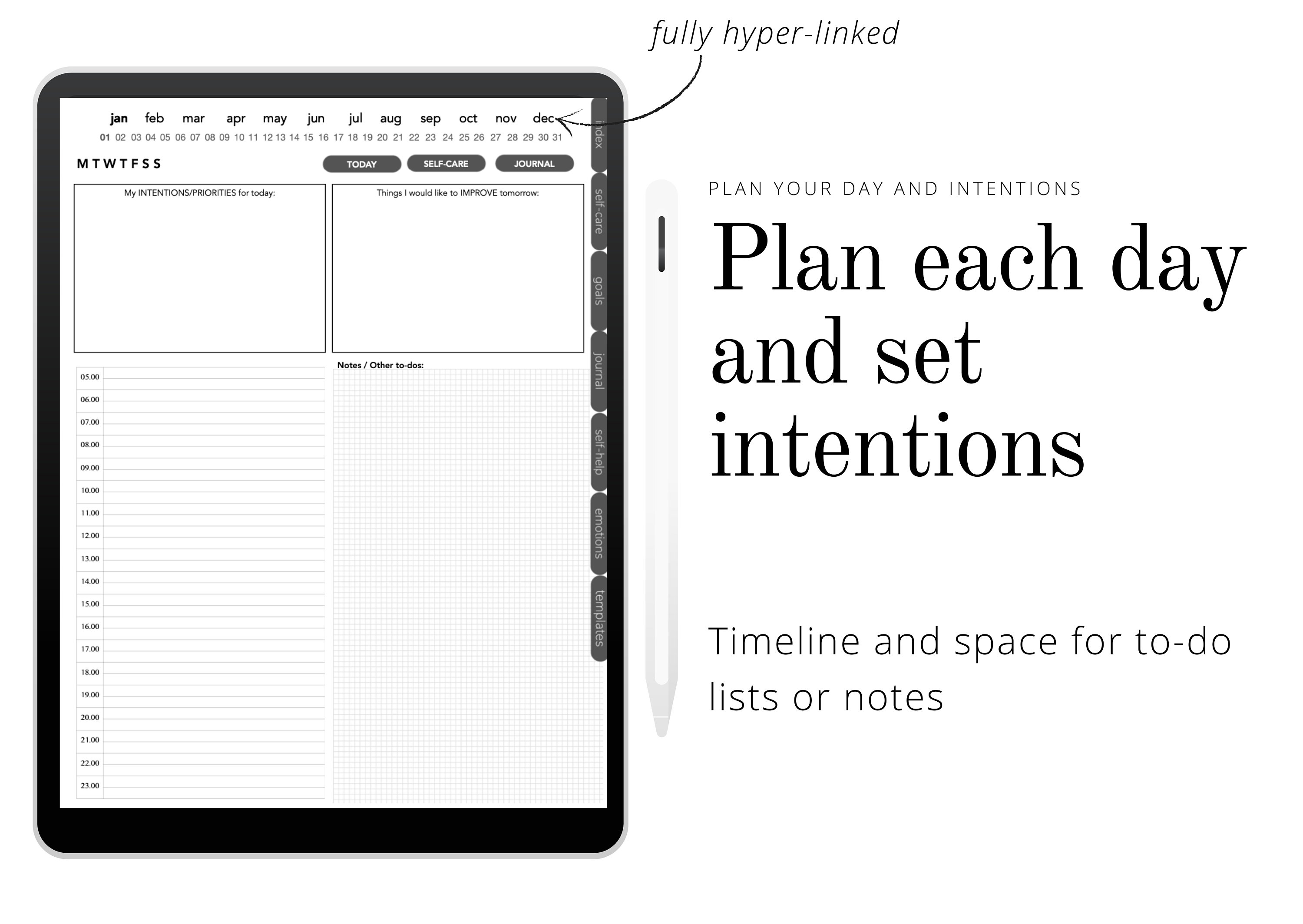 Undated Digital Planner: Self Care and Productivity | Self-help Journal ...