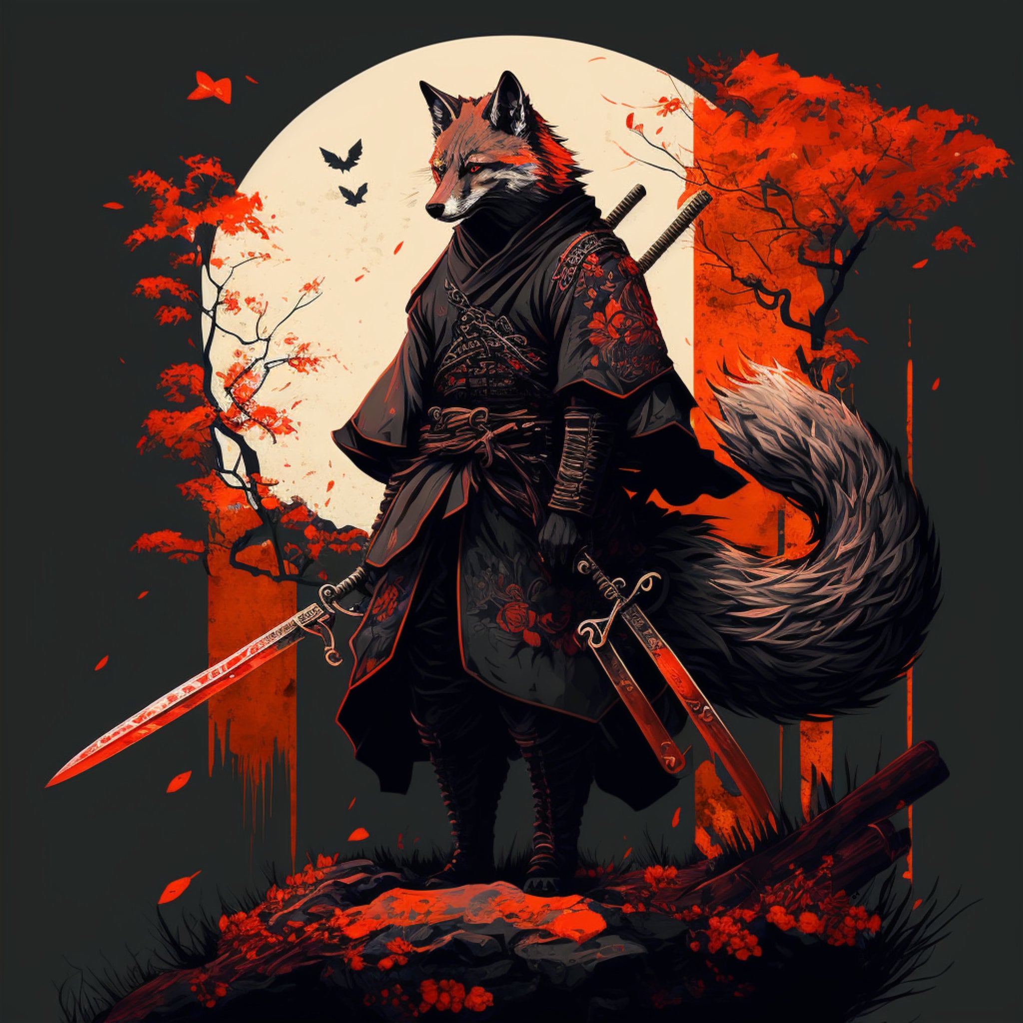 Japanese Kitsune Fox Samurai T-shirt - Etsy