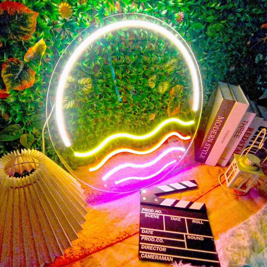 Sunset Neon Light, Sun Ocean Neon Sign Decor, Sunset Light Sign, Custom ...