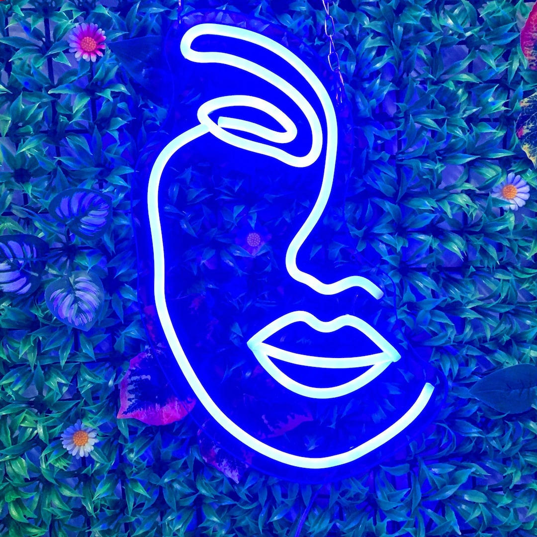 Abstract Woman Face Neon Sign, Custom LED Wall Decor, Girl Face Neon ...