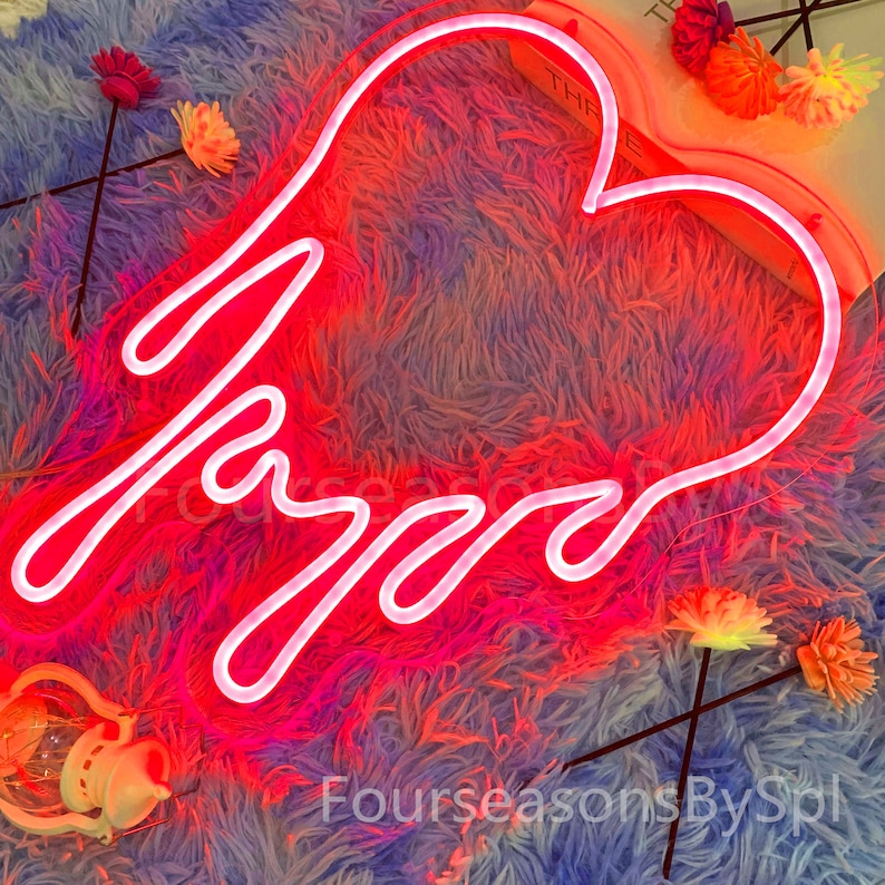 Melting Heart Led Neon Sign, Dripping Heart Neon Sign, Bleeding Heart ...