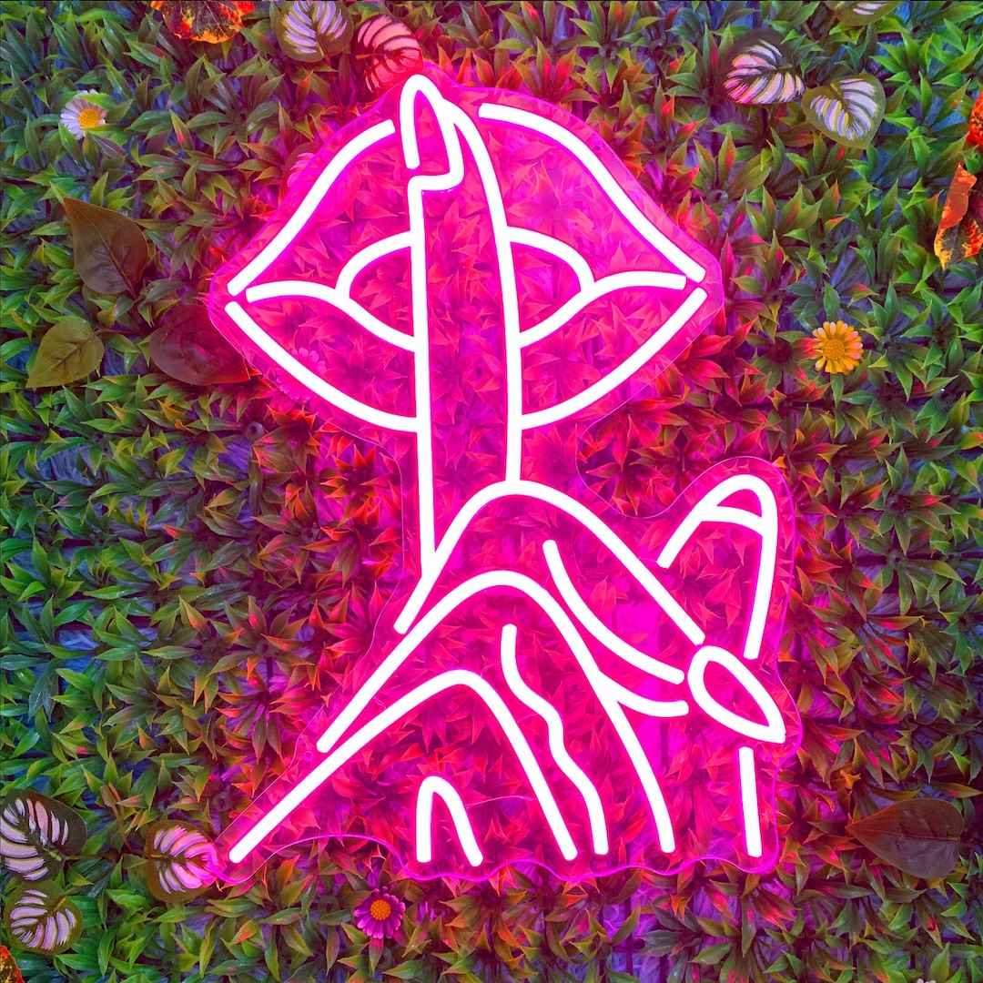 Lips and Fingers Neon Sign, Hush Neon Sign, Lips LED Neon Sign, Custom ...