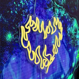 Heart With Fire Neon Sign, Heart Led Sign, Fire Wall Art, Heart Frame ...