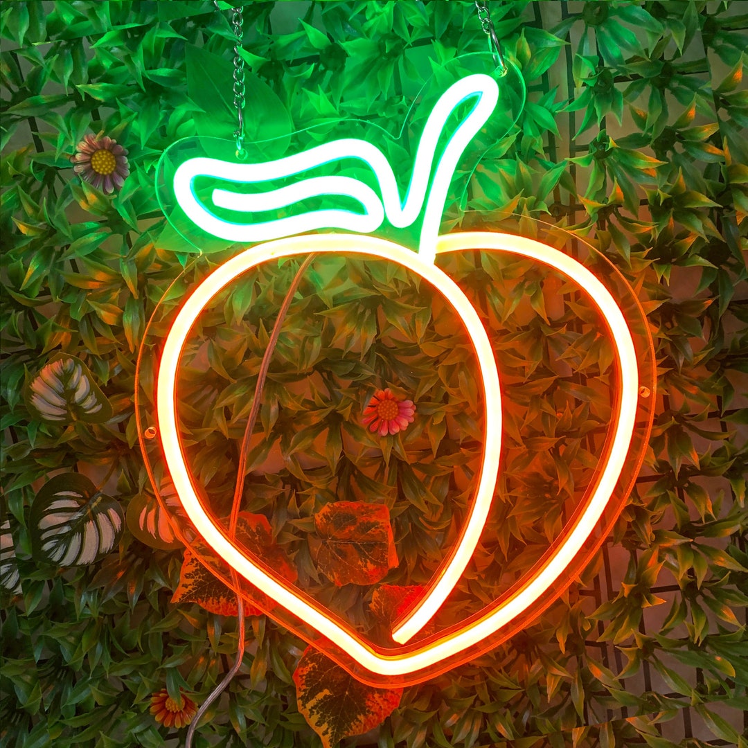 Peach Neon Sign, Fruit Peach Neon Decor, Fruit Led Sign, Georgia Peach ...