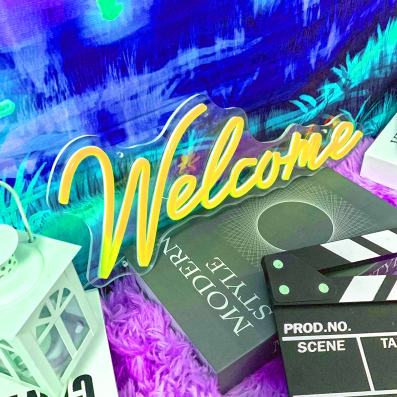 Custom Welcome Neon Sign: Business Logo, Wall Decor - Etsy