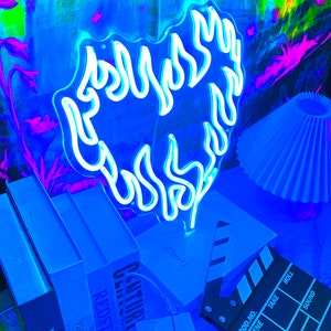 Heart With Fire Neon Sign, Heart Led Sign, Fire Wall Art, Heart Frame ...