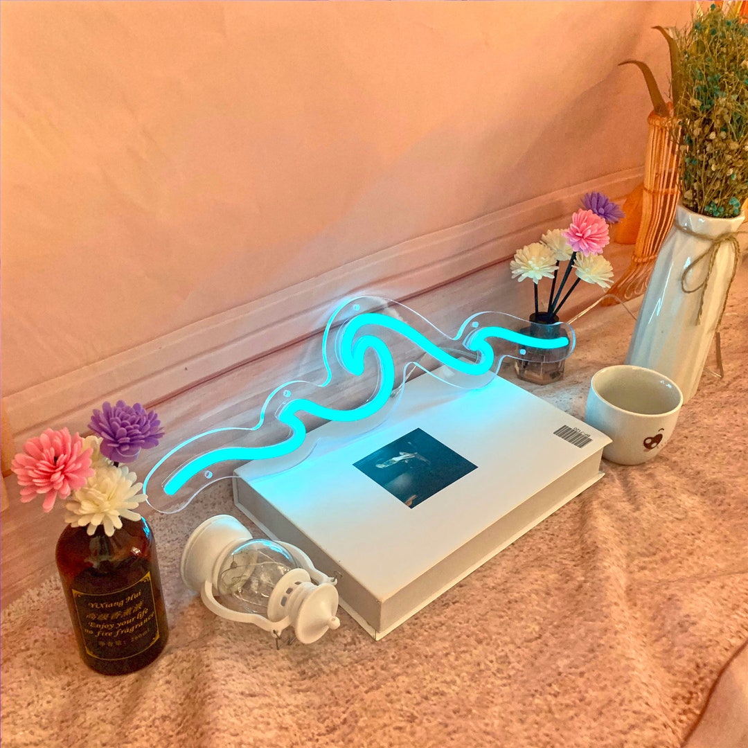 Wave LED Neon Sign, Wave Neon Sign - LED Neon Sign, Wave Wall Art, Wave ...