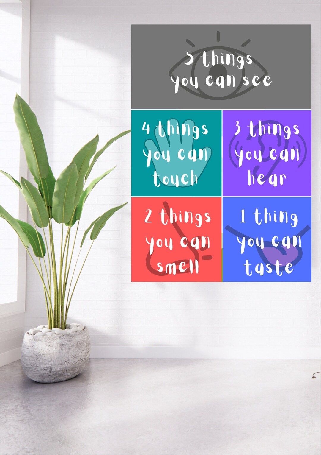 Grounding Technique Poster: 5 Things You Can See. Therapy Poster ...